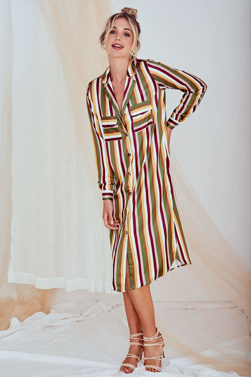 Alana Strip Shirt Dress Long Sleeve – The HALF Boutique